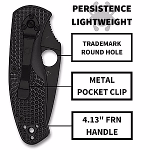 Spyderco Persistence Lightweight Knife with 2.77" Black Steel Blade and Durable Black FRN Handle - CombinationEdge - C136PSBBK