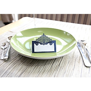 100 Pcs Table Place Cards with White Inserts - Crown Tent Cards Name Cards for Wedding, Banquets, Buffet, Bridal Shower, Birthday Party, Meetings, Dinners (Navy Blue)