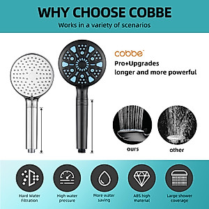 Cobbe Filtered Shower Head with Handheld, High Pressure 9-Mode Shower head Filters, 20 Stage Water Softener Filters Beads for Hard Water - Remove Chlorine - Reduces Dry Itchy Skin, Matte Black