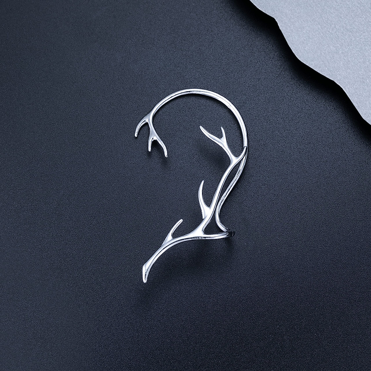 Reffeer Platinum Plated Copper Cartilage Cuff Earring Non Piercing Wraps for Women Clip Ons Earring Climber (Platinum Plated(Left))