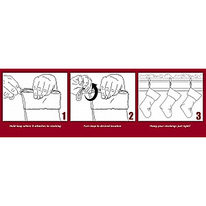 Haute Decor HangRight Polyester with Flannel Cuff Nostalgia Christmas Stocking, 20 Inch (2 Pack)