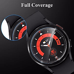 [4 Pack] Compatible for Samsung Galaxy Watch 5 Pro 45mm Screen Protector Tempered Glass, YMHML Waterproof 9H Hardness [No-Bubble] Anti- Scratch HD Clear Film for Galaxy Watch 5 Smartwatch Accessories.