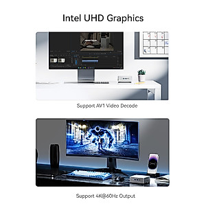 MINISFORUM UN100L Mini PC 12th Gen Alder Lake N100(up to 3.4GHz) Desktop Computer, LPDDR5 16GB RAM 512GB SSD, 1x HDMI, 1xDP, 1x USB-C 4K Triple Display, 1x 1000M LAN Port Micro Computer