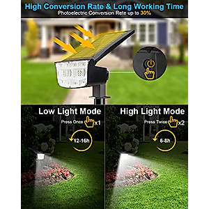Solar Spot Lights Outdoor Waterproof, Solar Landscape Lights, 38 LEDs Solar Lights Outdoor Garden, IP67, Auto On/Off with 2 Modes for Yard Lawn Path Walkway Driveway Patio Pool, Cool White (2 Pack)