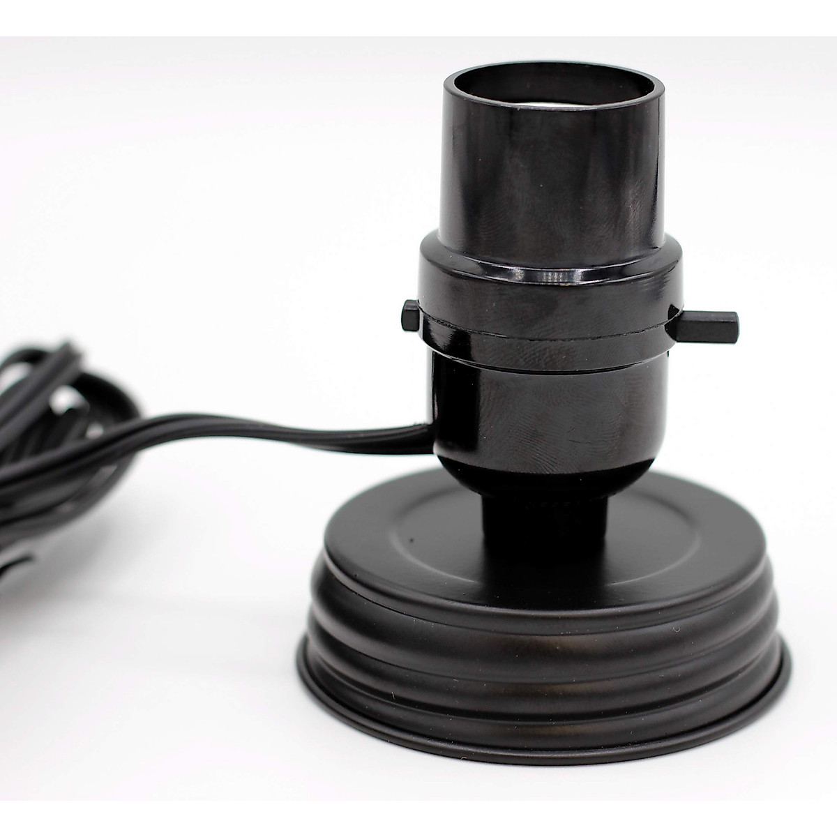 Creative Hobbies DIY Mason Canning Fruit Jar Lamp Making Kit is Pre-Wired and Easy to Use - Black Color Lid & Socket Great for Lamp Conversion