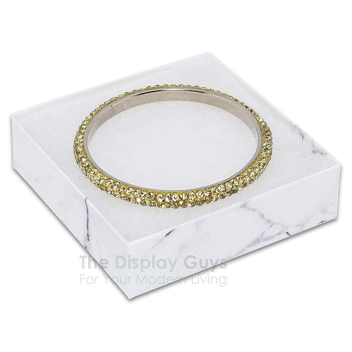 TheDisplayGuys - 25-Pack #33 Cotton Filled Cardboard Paper Jewelry Boxes Gift Case - Marble White (3.5" x 3.5" x 1.0") - for Shipping or Storage