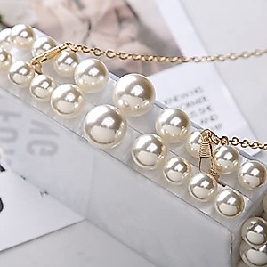 Acrylic Evening Clutch Bag for Women Pearl Acrylic Clutch Bag Glitter Marble Purse Handbag for Wedding Cocktail Party Prom (White)