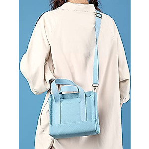 Women Canvas Tote Bag Classic Small Square Crossbody Bag Satchel Shoulder Bag Hobo Bag for Work School Travel