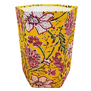 Waste Basket | Decorative Small Waste Basket | Cute Bedroom Trash Can | Pink Trash Can (Yellow & Pink)