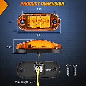 Nilight 2.5Inch Oval Side Marker Light 10PCS 2 Diode LED Trailer Fender Light Clearance Light Waterproof Surface Mounted for 10-30V Truck Camper Boat Lorry