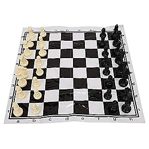 Alomejor Chess Board Game Portable Plastic International Chess Set with Black and White Medieval Chess