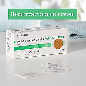 McKesson Adhesive Bandages, Sterile, Fabric Spot, 1 in, 100 Count, 1 Pack