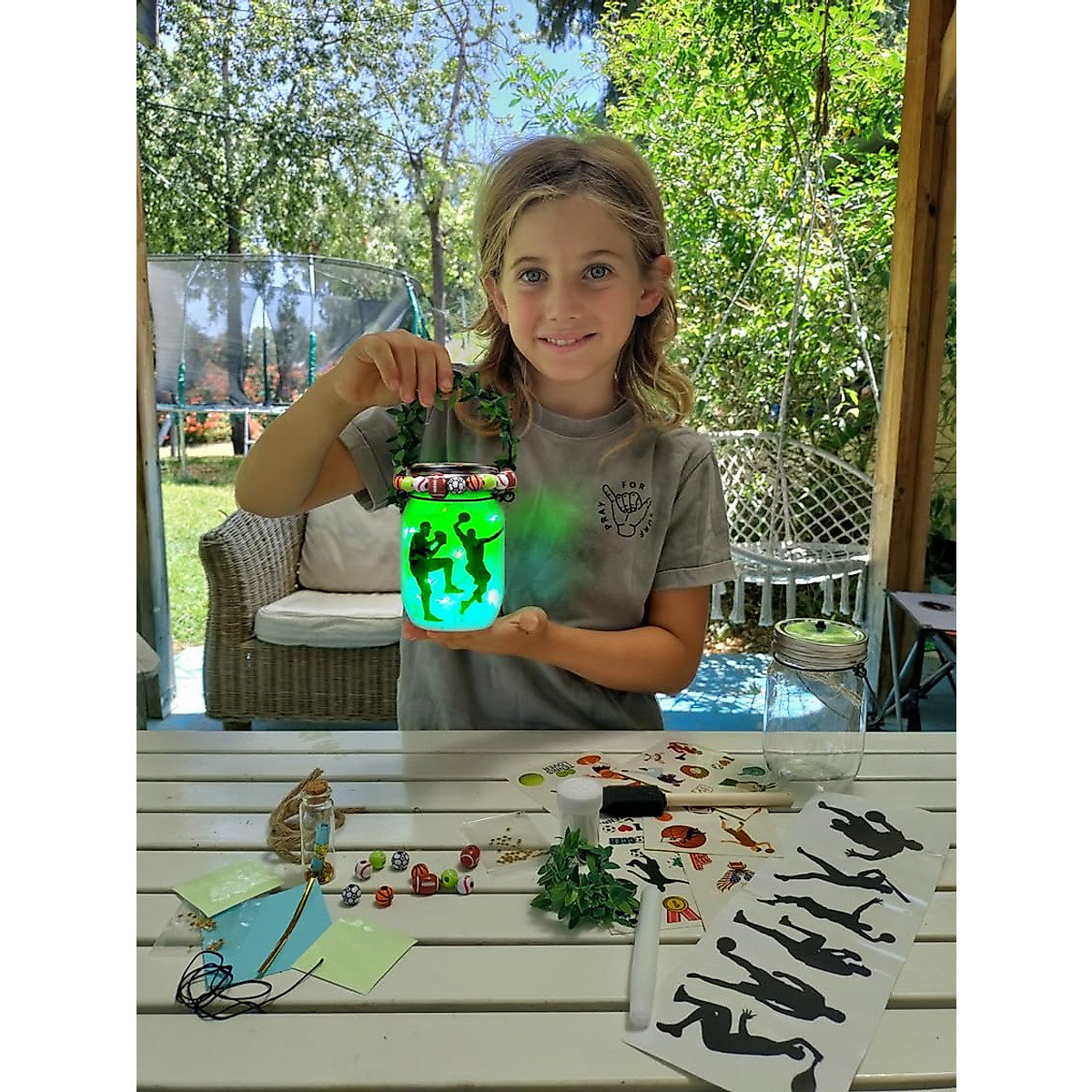 Make Your Own Sports Night Light Lantern Jar Arts & Crafts For Boys And Girls, Football, Soccer, Basketball, Tennis & Baseball Gifts For Kids, DIY Art Kit Age 4 5 6 7 8-12, Best Kids Birthday Present