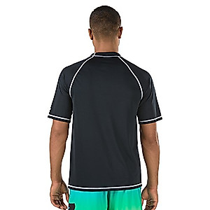 Speedo mens Uv Swim Short Sleeve Loose Fit Easy Tee - Manufacturer Discontinued Rash Guard Shirt, Speedo Black, 3X-Large Big Tall US