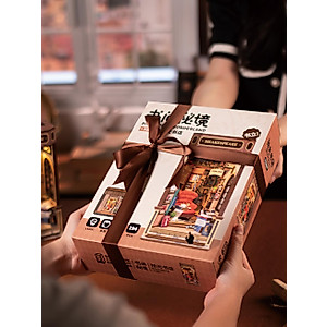 rowood Book Nook,DIY Book Nook Kits for Adults,3D Wooden Puzzle Bookend Miniature Kit,Bookshelf Insert Decor Alley,Wood Craft Hobbies for Women/Men,Birthday Christmas Gifts-Bookstore