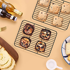 Cooling Rack Set of 2, P&P CHEF Non-stick Small Baking Racks for Cooking Grilling, 2 Pack 9.7” x 7.3” Drying Rack, Fit in Mini Toaster Oven, Stainless Steel Core & Dense Lines, Easy to Clean