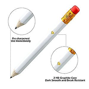 Outus 50 Pieces Wedding Pencils Pre-Sharpened Half Pencil with Eraser Bridal Pencils 4 Inch Mini Hexagon 2 HB Short Half Pencils for Wedding Presents, Golf,Classroom, School, 2 Styles (Pink) (White)