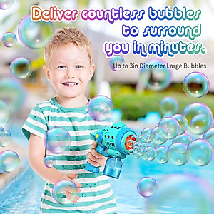 2 Bubble Gun with Bubble Liquid, Bubble Machine for Toddlers with 360-Degree Leak-Proof Design, Ergonomic Grip, Automatic Bubble Guns for Kids, Party Favors, Birthday Gift, Easter (2 Pack)