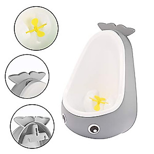 Whale Potty Training Urinal for Boys with Funny Aiming Target, Toddler Boy Toilet Pee Trainer - Gray