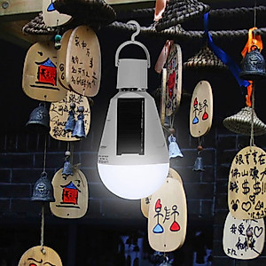 MOUMOUTEN Solar Panel LED Bulb, E27 with Ip65 Portable Waterproof Outdoor 6500k Tent Lighting Bulb, LED Light for Outdoor Camping Hiking(12W)