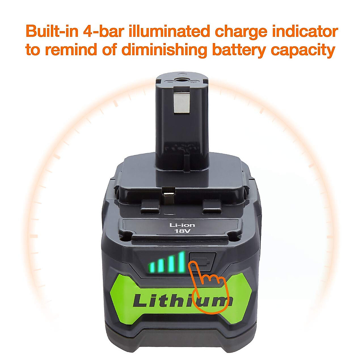 Dutyone 5000mAh Lithium-Ion 18 Volt Replacement Battery for Ryobi 18V Lithium Ion Battery P102 P103 P104 P105 P107 P108 P109 P190 for 18-Volt ONE+ Plus Power Tool Battery