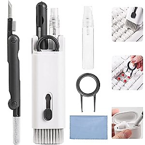 7 in 1 Electronic Cleaner kit, Cleaning Kit for monitor Keyboard Airpods MacBook iPad iPhone iPod, Screen Dust Brush Including Soft Sweep, Swipe, Airpod Cleaner Pen, Key Puller and Spray Bottle (Grey)