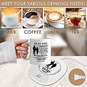 Gifts for Wife-Gifts for Wife Mother's Day Great Mug Warmer Set-Mothers Day Wife Gifts from Husband Smart Warmer Thermostat Coaster with Mug, Beverage Warmer Maintain Temperature 120℉-140℉