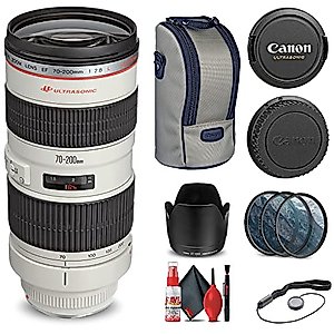 Canon EF 70-200mm f/2.8L USM Lens (2569A004) + Filter Kit + Cap Keeper + Cleaning Kit + More (Renewed)