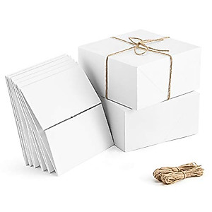 ValBox Premium Gift Boxes 10 Pack 8 x 8 x 4 White Paper Gift Boxes with 20 Meters Hemp Rope for Christmas Gifts, Bridesmaid Proposal Boxes, Easy Assemble Boxes