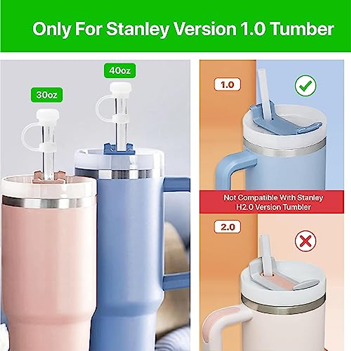 COOKSMITP Stanley Spill Stopper 40oz | Stanley Cup Leak Stopper | Silicone Spill Proof Straw Stopper for Stanley 1.0 | 30oz