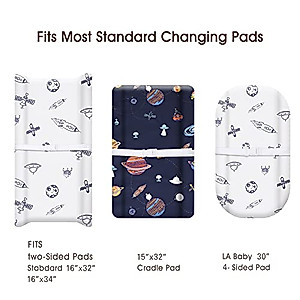 PHF Space Changing Pad Cover for Baby Boys Girls, 2 Pack Soft Changing Table Sheets or Cradle Sheets Fit Most Baby Changing Pads, Space