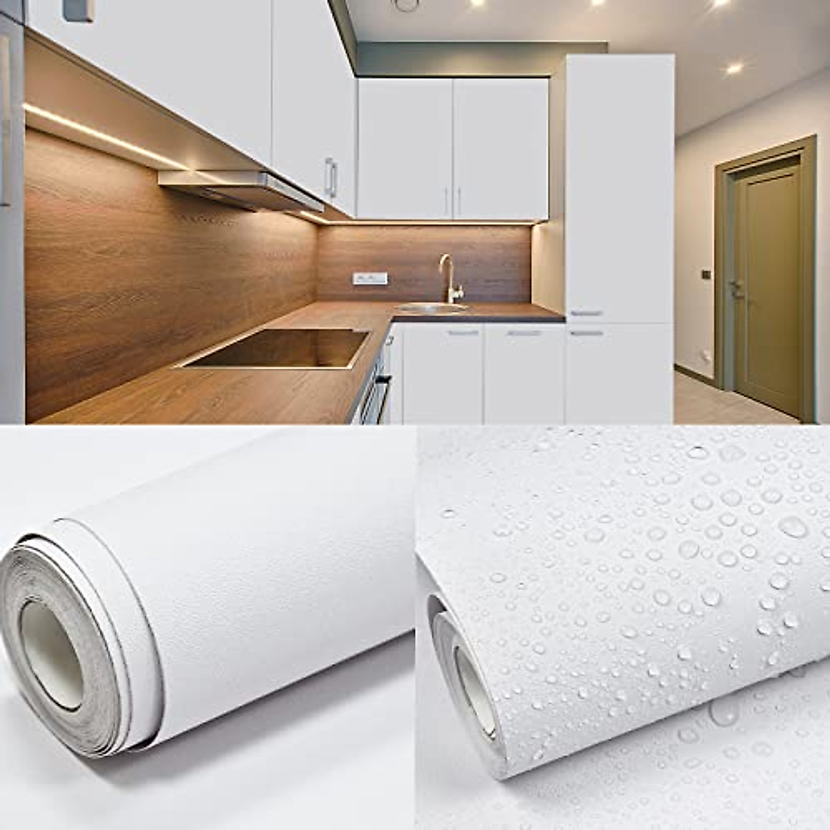 Aniboo White Contact Paper Matte White Peel and Stick Wallpaper for Bedroom Removable Wallpaper Self-Adhesive Solid Contact Paper for Cabinets Countertops Shelf Liner Drawer Waterproof 15.7"x78.7"