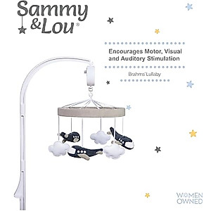 Sammy & Lou Airplane Baby Crib Mobile with Music, Crib Mobile Arm Fits Standard Crib Rail