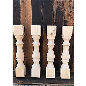 CAROLINA LEG CO. Monastery Farmhouse Dining Table Legs - Unfinished - DIY Furniture - Turned Legs - Set of 4 - Dimensions: 5" x 29"