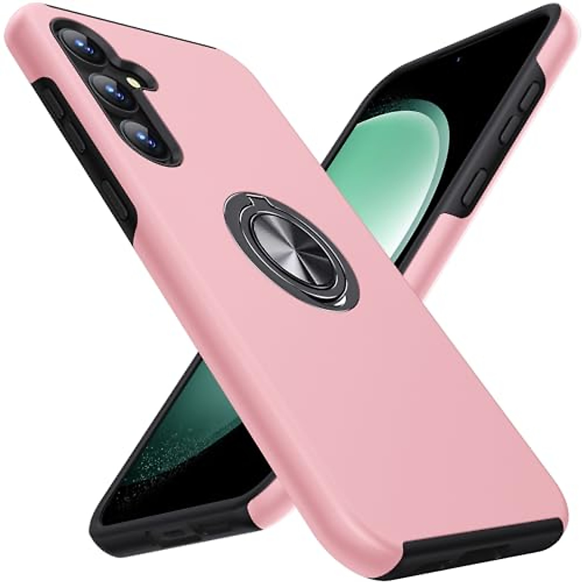 AOUIA for Samsung Galaxy S23 FE Case, Phone Case for Samsung Galaxy S23 FE, Military-Grade Drop Tested Magnetic Ring Holder Kickstand Protective Cover for S23FE,Pink