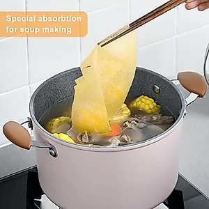 KLVEU 36 Sheets Kitchen Oil Absorbing Paper for Food Scum Oil Absorbing Sheets for Cooking ,Food Blotting paper Used for Soup, Fried Food to Absorb and Remove the Grease Fat