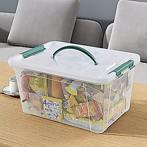 Ggbin 6-Pack 14 Quart Latching Box with Handle, Clear Plastic Storage Bin