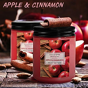 SCENTORINI Scented Candles, Apple Cinnamon Scented Candle, 7 oz Natural Soy Wax Candle, Aromatherapy Candle Gift Set for Halloween, Christmas