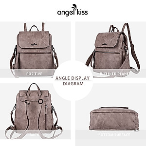 Angel Kiss Backpack Purse for Women Casual Fashion Vegan Leather Shoulder Bag Ladies Zipper Magnetic Flap Backpack