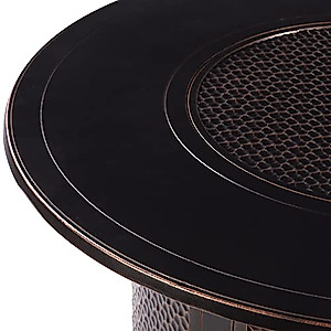 Oakland Living AZMATERA-FPT-AC Aluminum 44 in. Round Propane Beads, Lid and Fabric Cover Finish Outdoor fire Table, Antique Copper