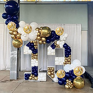 Zesliwy Navy Blue Gold Balloons Garland Kit, 131 pcs Navy Blue Gold White Confetti Balloons Arch Kit for Birthday Party Baby Shower Wedding Graduation Class of 2022 Prom Decorations…