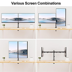 MOUNT PRO Dual Monitor Mount Fits 13-32 Inch/17.6lbs LCD Screen, Computer Monitor Desk Mount, Articulating Monitor Arm, Height Adjustable Monitor Stand for 2 Monitors, VESA Mount 75x75/100x100mm