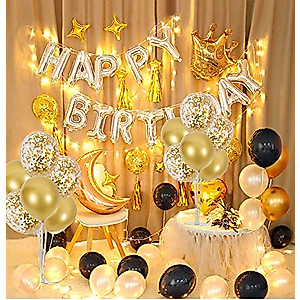 TONIFUL Balloons Stand Kit Table Decorations,2 Set with 14 Sticks, 14 Cups, 2 Base, 16 Gold Balloons for Wedding Graduation 30th 40th 50th 60th 70th 80th 90th 100th birthday table decorations