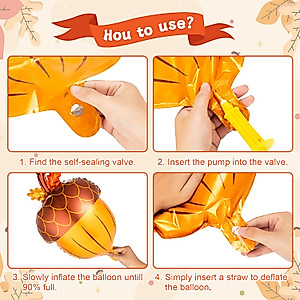 14 Pcs Fall Balloons, Large Thanksgiving Mylar Foil Balloons, Maple Leaf Squirrel Pine Cones Pumpkin Balloons for Party Decoration Supplies