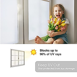 bofeifs Window Privacy Film Frosted Glass Window Film Non-Adhesive Static Cling UV Blocking Window Sticker Reusable Window Covering Film for Bathroom Office Meeting Room Home 11.8" x 78.7"(30x200cm)