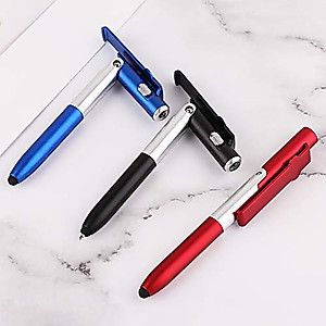ForHe Multifunction 4-in-1 Touch Screen Pen,Stylus Pen+Ballpoint Pen+LED Flashlight+ Foldable Phone Stand Holder, 3 Colors