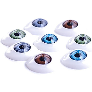 YOUYA 8 Pairs 4 Colors Highlight Resin Boat Shape Doll Eyes for Crafts and Embellishments Puppet Bear Doll Animal Stuffed Toys (23mm16mm), Red,Brown,Grey,Green (C-90)