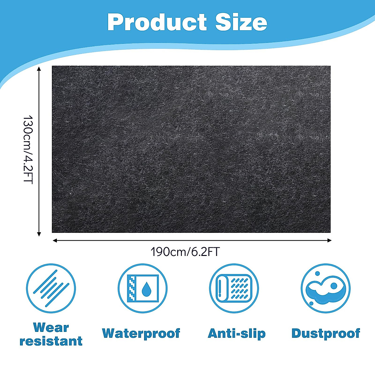 Outdoor Storage Shed Mat, 6.2 x 4.2 FT Waterproof Storage Shed Flooring Mat, Anti-Slip Patio Furniture Floor Scratch Prevention Mat, Washable Carport Mat, Dustproof Outdoor Carport Mat