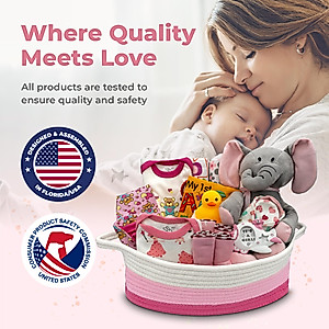 Bundle of Joy Deluxe New Baby Gift Basket | Newborn Baby Girl Gift Set with Baby Essentials | Baby Gift Basket for Expecting Moms | Baby Layette Set | Pink Baby Gift Set | Nikki's Gift Baskets