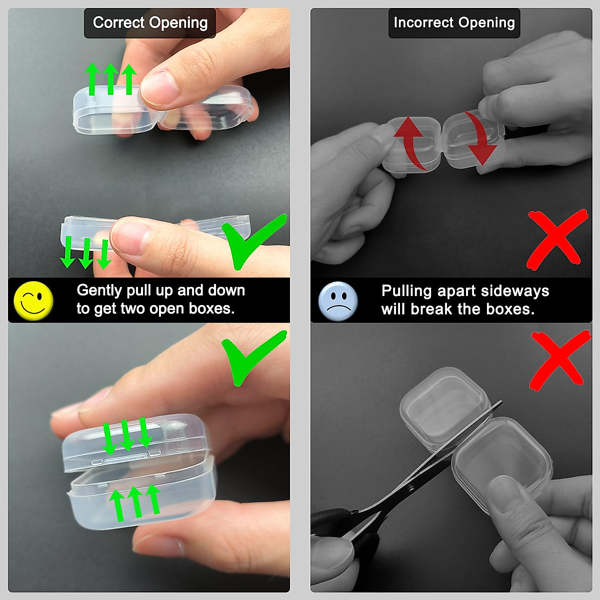 DUOFIRE Small Containers with Lids 24 Packs Plastic Box Clear Small Storage Containers Bead Organizer for Beads, Crafts, Jewelry, Small Items (1.38x1.38x0.7 Inches)